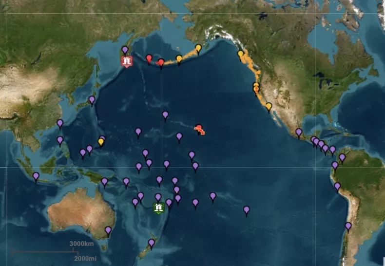 Tsunami Warning Map Shows US Areas Under Threat